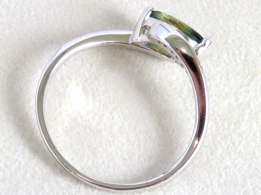 Teal Sapphire Swirl Ring with White Sapphire in 9k White Gold - Buy ...